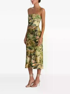 Alice + Olivia Ceresi Landscape-print Smocked Bandeau Top