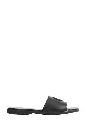 Gucci Double G Leather Sandals - Black