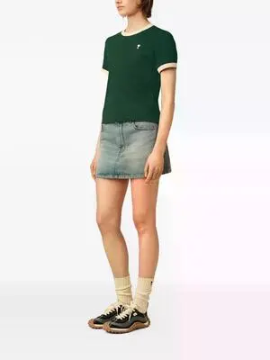 AMI Paris Contrasted Cotton T-shirt With De Coeur Embroidery