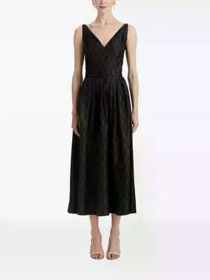 Oscar De La Renta Argyle Silk Twill Midi Dress