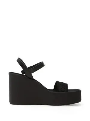 Calvin Klein Logo-embroidered Wedge Sandals - Black