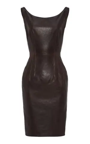 Magda Butrym Sleeveless Leather Midi Dress - Brown