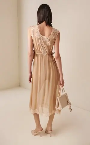 Magda Butrym Lace-trimmed Silk Midi Dress
