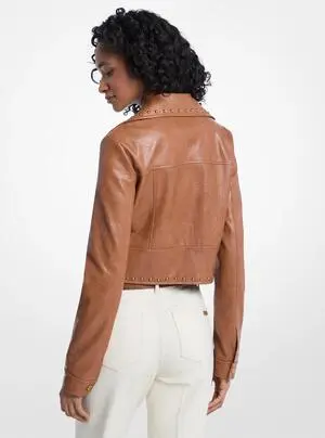 Michael Kors Crinkled Studded Jacket In Size By - Brown