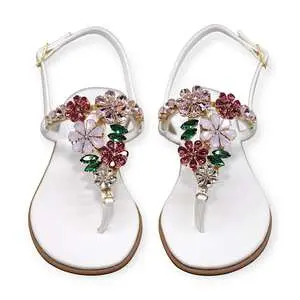 DAMAPREZIOSA Pink / White Gilda Bouquet Jewel Sandal