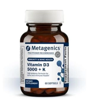 METAGENICS Vitamin D3 Vitamin K2 5000 Iu With Mk 7 Vitamin D3 With K2 For Immune Support Bone Heart Health Non Gmo Gluten Free 60 Softgels - No Color