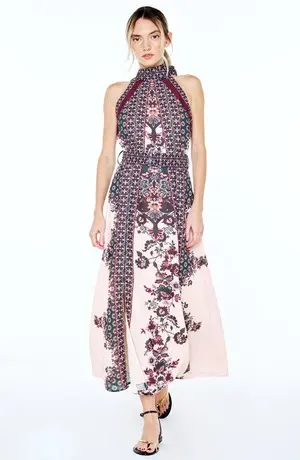 CIEBON Peta Floral Halter Neck Midi Dress