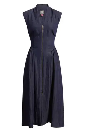 Vince Camuto Zip Front Midi Dress