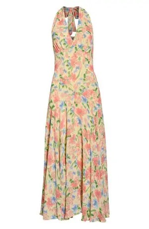 REFORMATION Briony Floral Halter Neck Maxi Dress