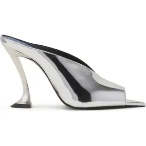 LANVIN Midnight Step Mule In Metallic Leather - Glossy Silver