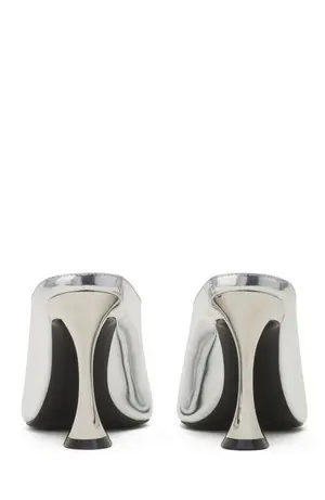 LANVIN Midnight Step Mule In Metallic Leather