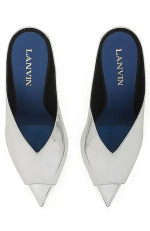 LANVIN Midnight Step Mule In Metallic Leather