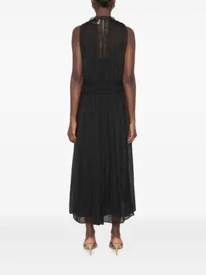 FORTE_FORTE Black Silk Dress With Lace Trim