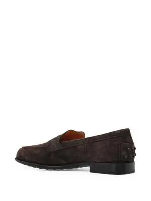 TOD'S Suede Loafers With Gold-tone Logo Plaque - Multicolor