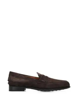 TOD'S Suede Loafers With Gold-tone Logo Plaque - Multicolor