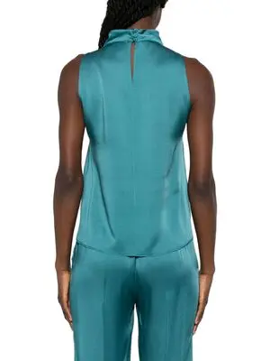 FORTE_FORTE Sleeveless High Neck Satin Blouse - Multicolor