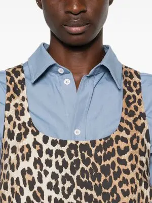 GANNI Leopard Print Ruffled Mini Dress - Multicolor