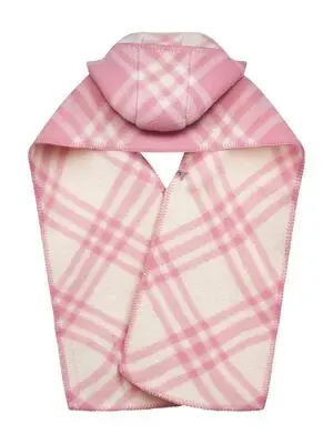 Burberry Check Wool Hooded Scarf - Multicolor