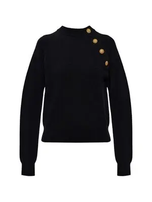 Balmain BALMAIN Cashmere Crewneck Sweater With Lion Head Buttons Multicolor