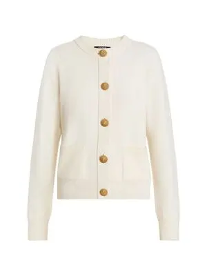 Balmain Cashmere Cardigan With Gold Lion Chain Buttons - Multicolor