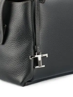 TOD'S Textured Leather Top Handle Bag With Silver-tone Pendant