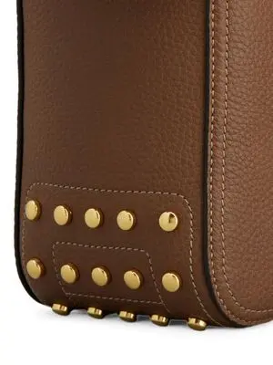 TOD'S Textured Leather Top Handle Bag With Silver-tone Pendant