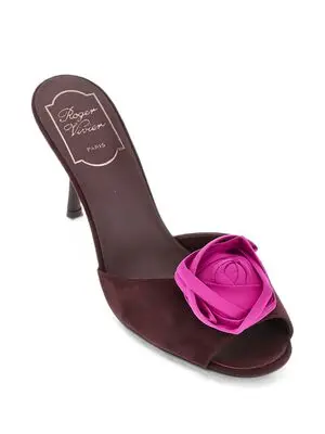 ROGER VIVIER Epine Rose Leather Mules - Multicolor