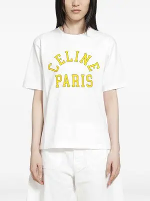 Celine Logo Cotton T-shirt - Multicolor