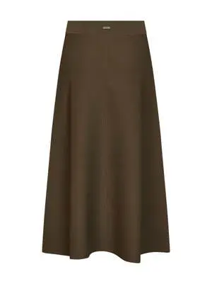 Max Mara Viscose Crepe Flared Midi Skirt - Multicolor