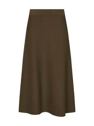 Max Mara Viscose Crepe Flared Midi Skirt - Multicolor
