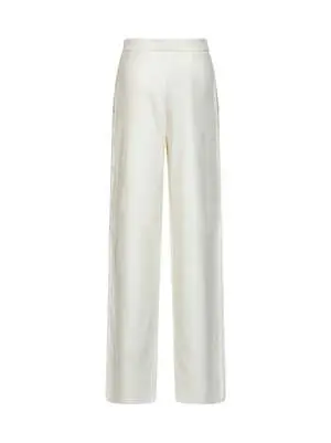 Max Mara Ivory White Cotton Palazzo Trousers - Multicolor