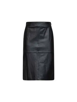 Max Mara Black Hammered Nappa Leather Msttimore Pencil Skirt - Multicolor