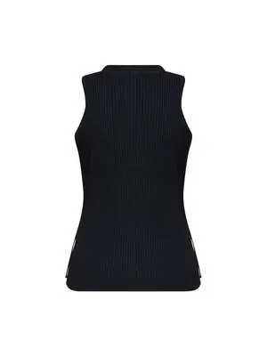 Max Mara Navy Blue Ribbed Knit Mxmfiorire Vest