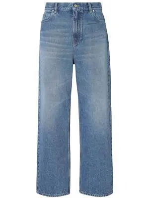 Fendi High-waist Straight Jeans With Contrasting Stitching - Navy