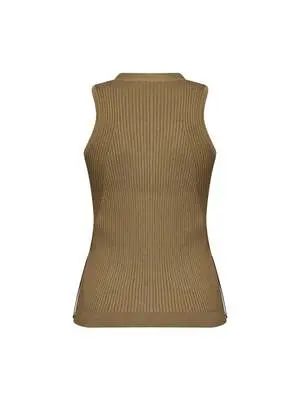 Max Mara Khaki Ribbed Knit Vest - Multicolor