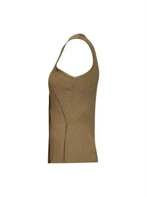 Max Mara Khaki Ribbed Knit Vest - Multicolor