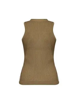 Max Mara Khaki Ribbed Knit Vest - Multicolor