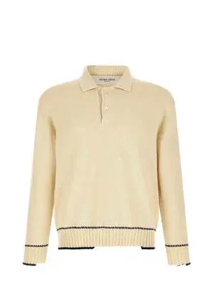 GOLDEN GOOSE Long Sleeve Knit Polo Sweater - White