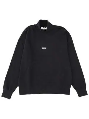 MSGM High Neck Cotton Sweatshirt With Micro Logo