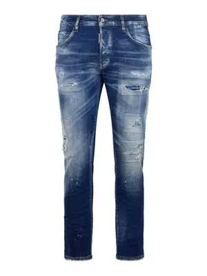 Dsquared2 Medium Wash Distressed Button-fastening Jeans - Denim Blue