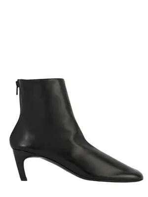 TOTEME Round Toe Leather Heeled Ankle Boots