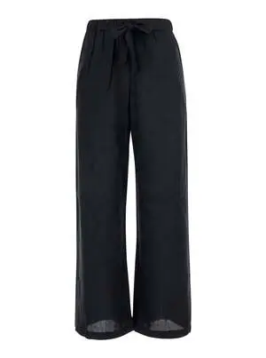 TOTEME TOTEME Silk Drawstring Trousers With Embroidered Logo Back Patches Black