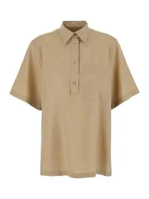TOTEME Oversized Polo Shirt With Chest Pocket - Beige