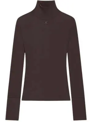 COURREGES High-neck Long Sleeve T-shirt With Buttoned Cuffs