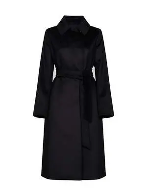 Max Mara Black Bcollag Long Wrap Coat - Multicolor