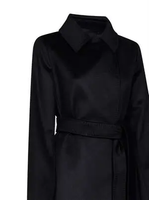 Max Mara Black Bcollag Long Wrap Coat