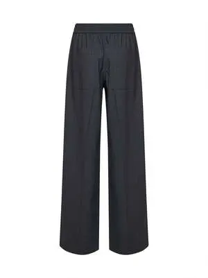 Brunello Cucinelli Dark Grey Wool Loose Track Trousers