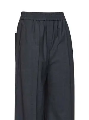 Brunello Cucinelli Dark Grey Wool Loose Track Trousers
