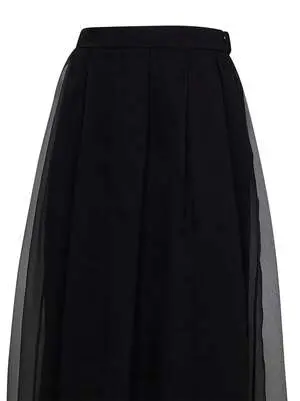 Brunello Cucinelli Black Crispy Silk Flared Midi Skirt - Multicolor
