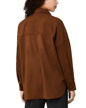 French Connection Sonja Faux Suede Button Front Shirt